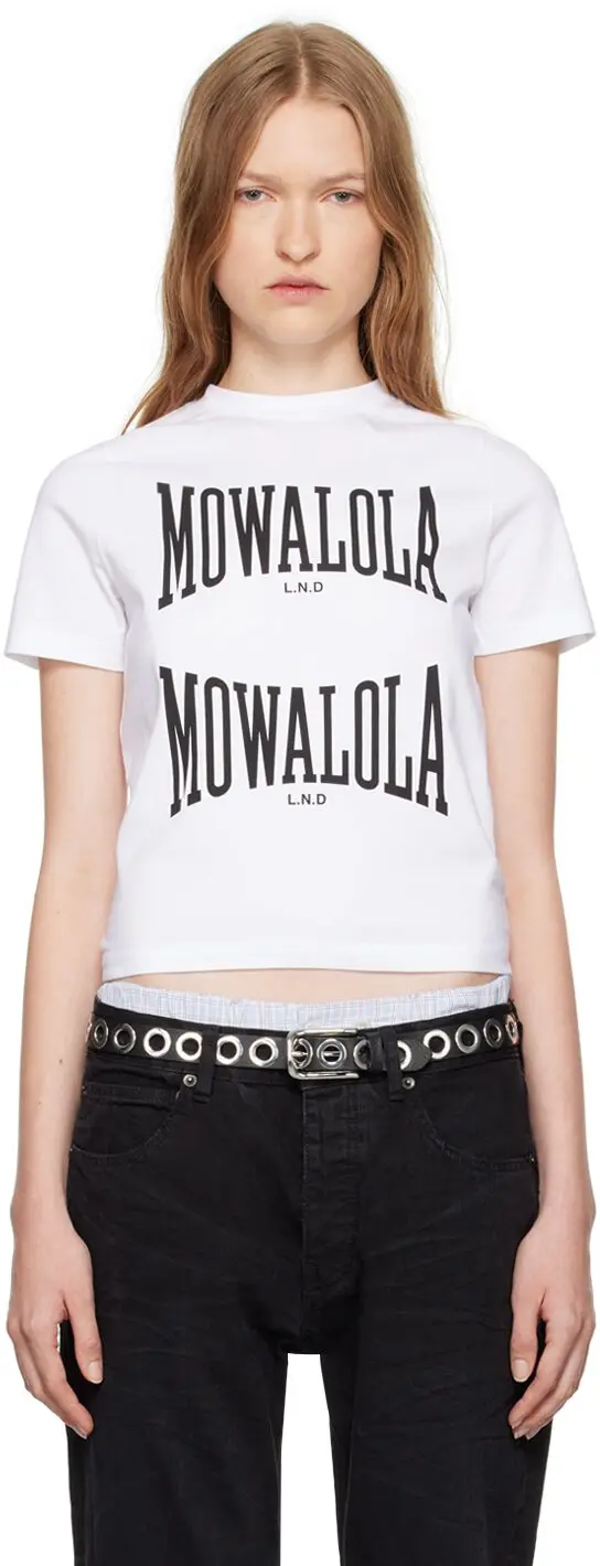 Mowalola White Double Sweat T-Shirt In 0377 White - 34% Off